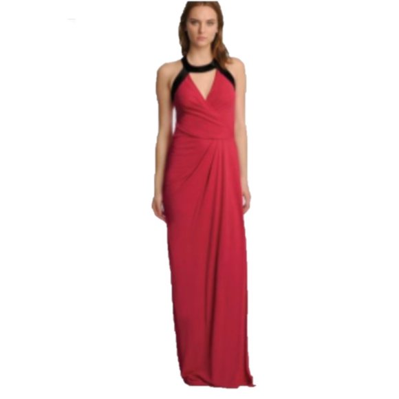 Halston Heritage | Dresses | Halston Red Black Maxi Dress L | Poshmark